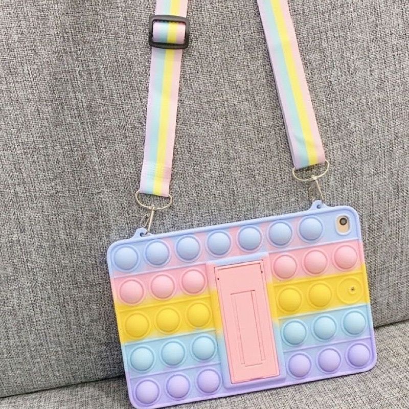 PoP it Fidget Tablet Rainbow Silicone Case With Stand and Starp For ...