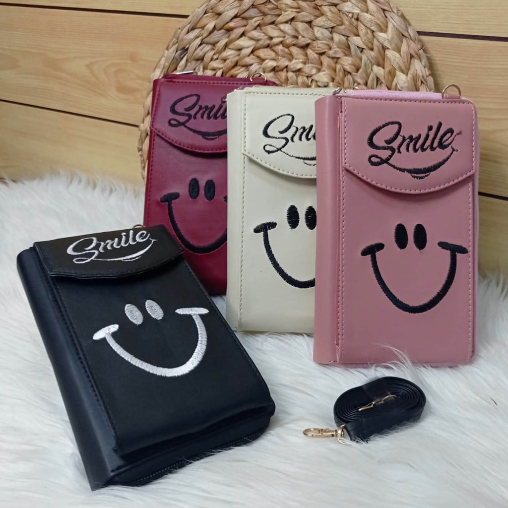 A-ZAHRA 513 SMILE EMBROIDERED HP WALLET / SMILE PHONE BAG / HP BAG ...