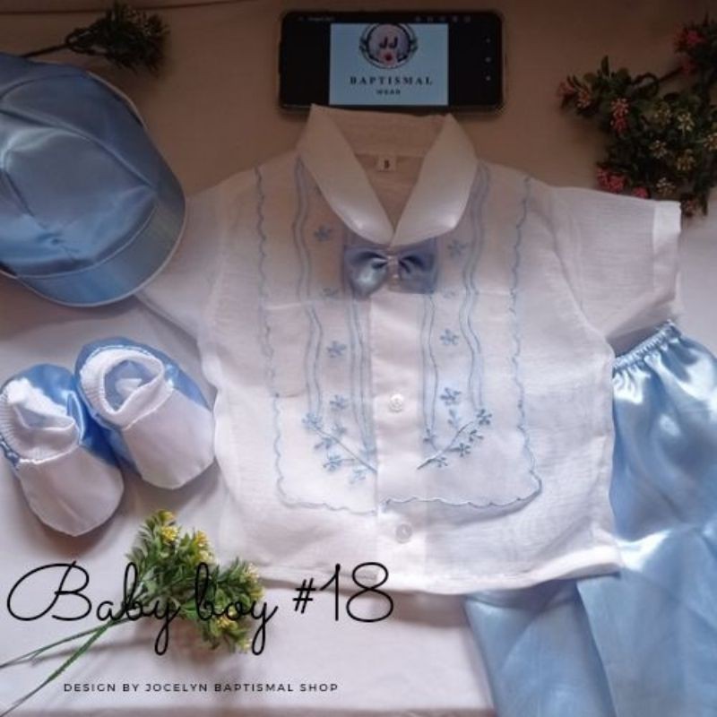 christening barong whole set cup and shoes # baby boy 18 design by jj ...