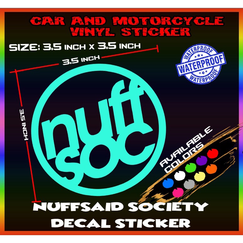 nuffsaid society logo sticker decals | Shopee Philippines