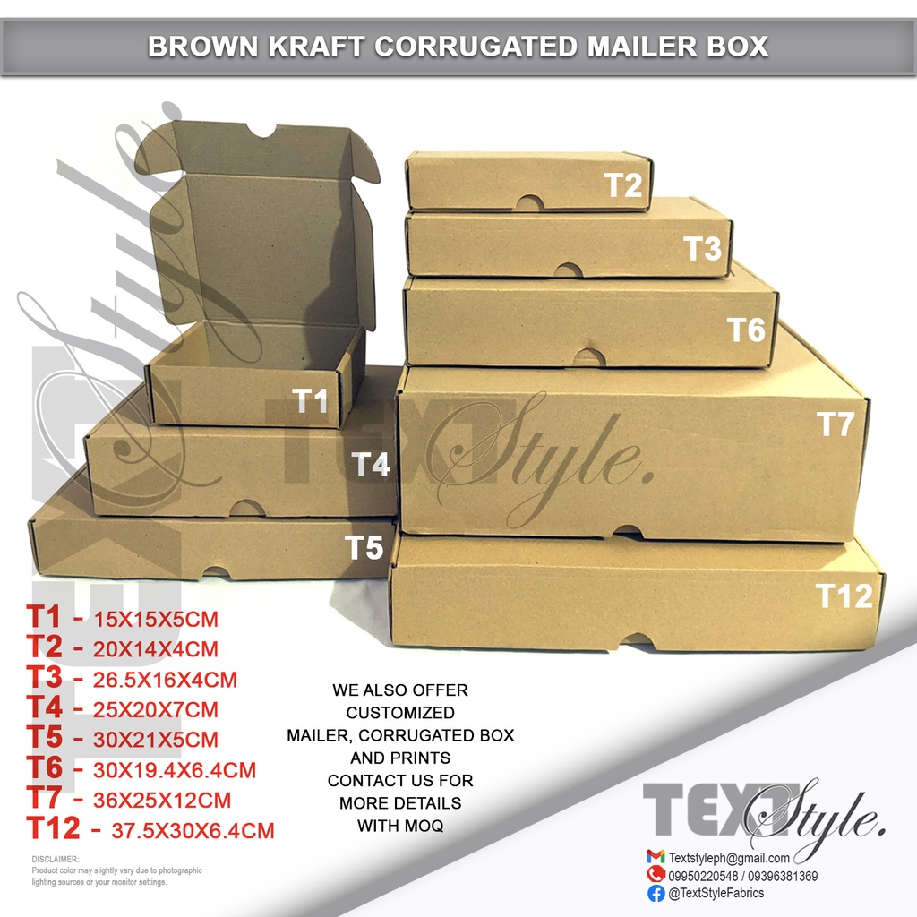 Textstyle T-Mailer Box Corrugated Mailer Brown Kraft Box Packaging ...