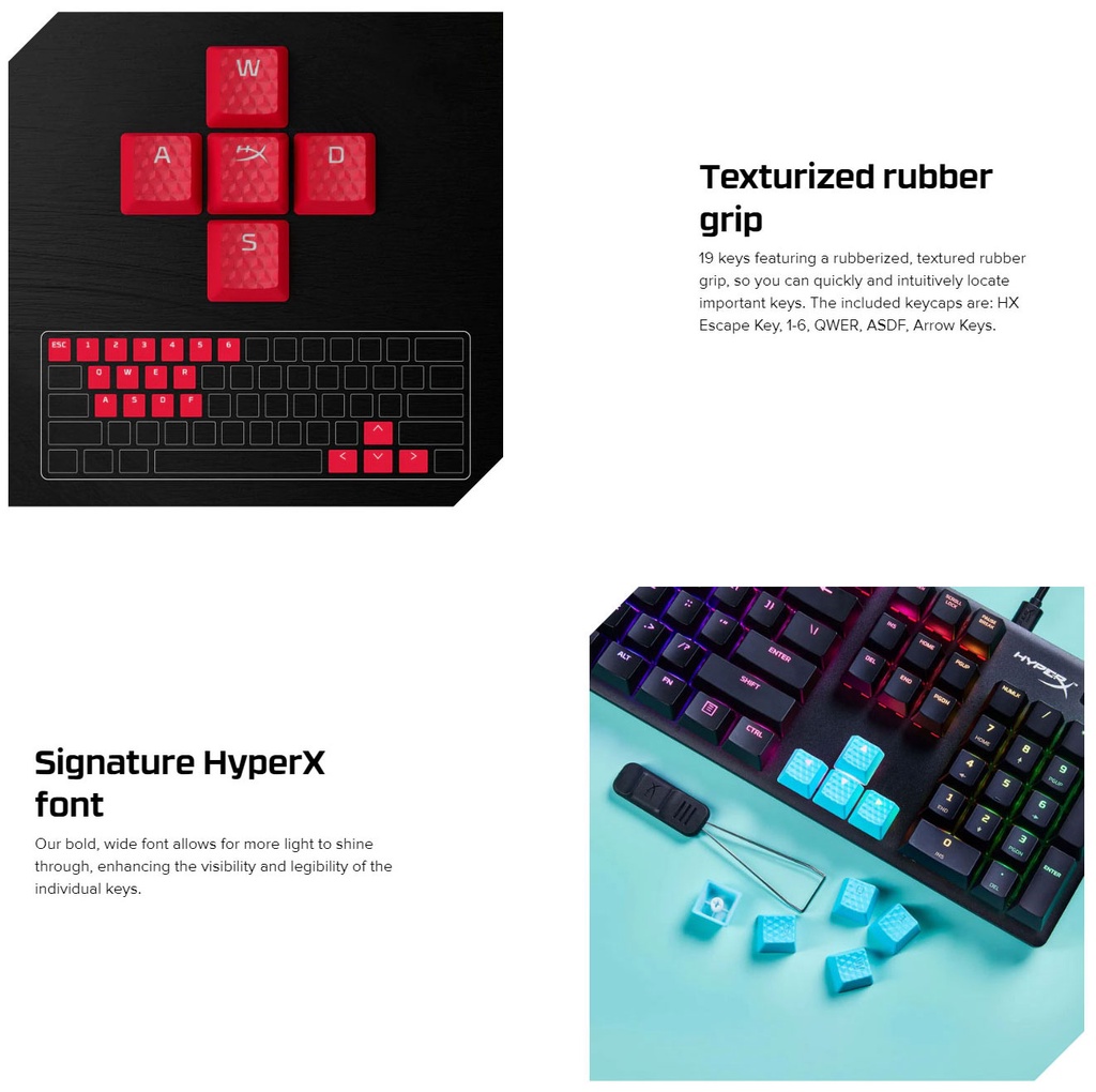 HyperX Rubber Keycaps Gaming Accessory Kit Pink/Blue/Red | Shopee ...