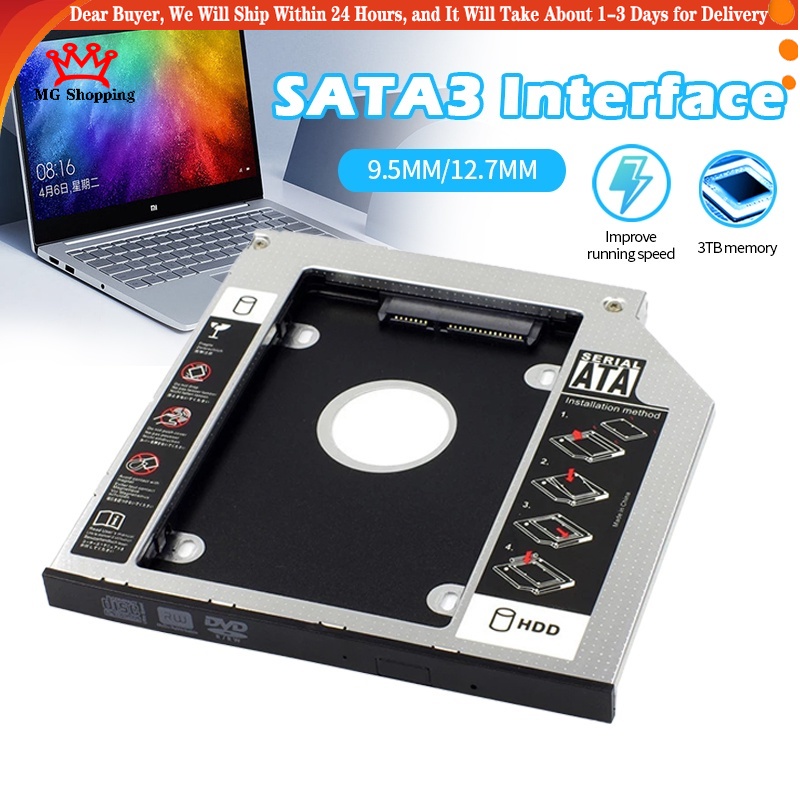 SATA to SATA 2nd HDD Caddy 12.7/9.5mm For 12.7/9.5mm SSD Case Hard ...