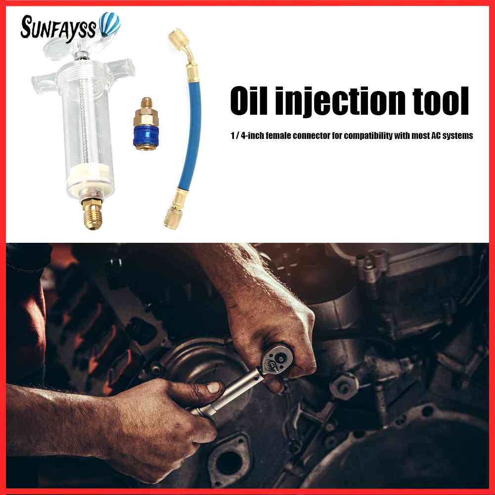 Clear A/C Oil Dye Injector 30ml 2oz with Low Side Quick Coupler 1/4 SAE ...