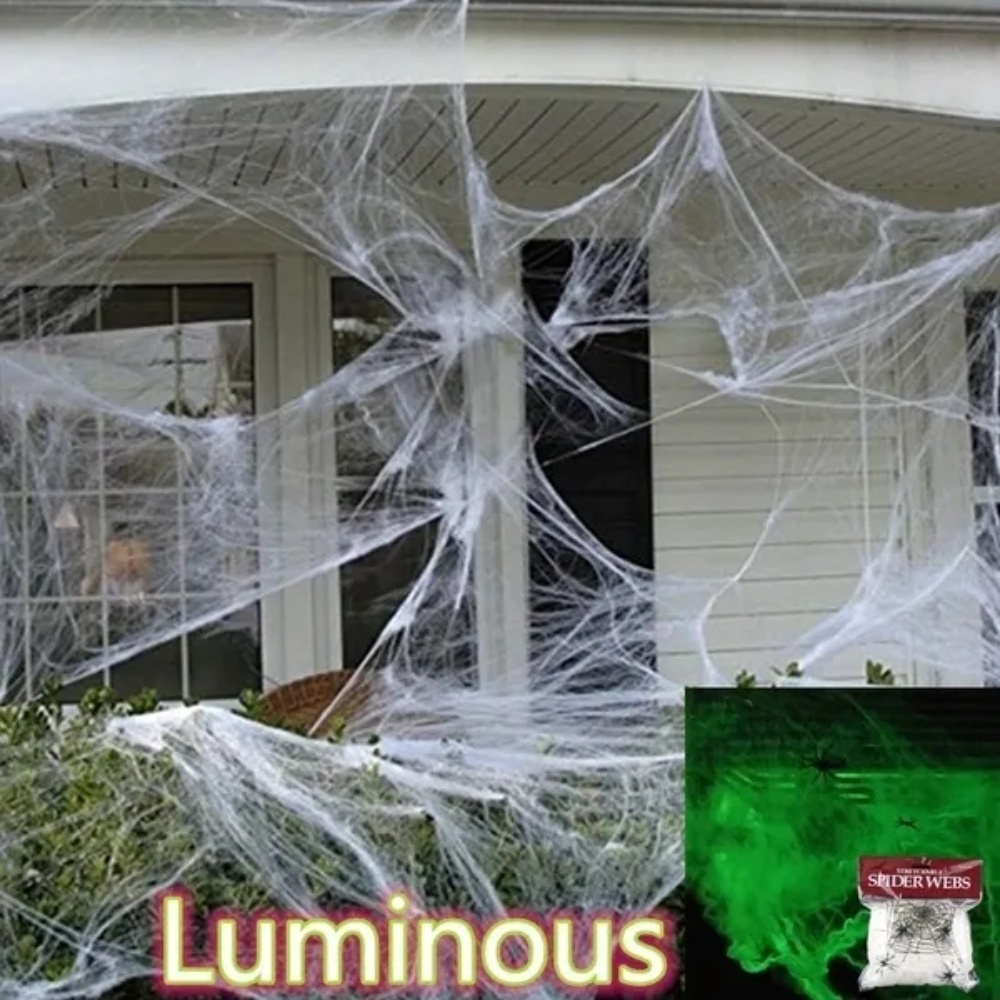 Halloween Scary Party Scene Props Luminous Stretchy Cobweb Spider Web ...