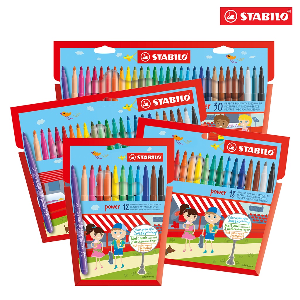 STABILO Power Fiber Tip Pen Colored Pen Set for Kids Drawing Art ...