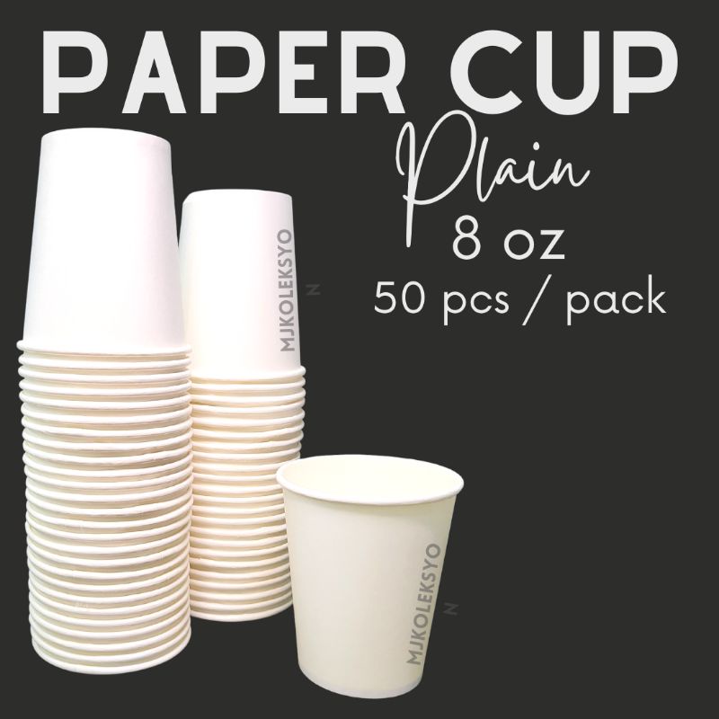 50pcs Paper Cup 8oz and 6oz Plain White Disposable Party Cups | Shopee ...