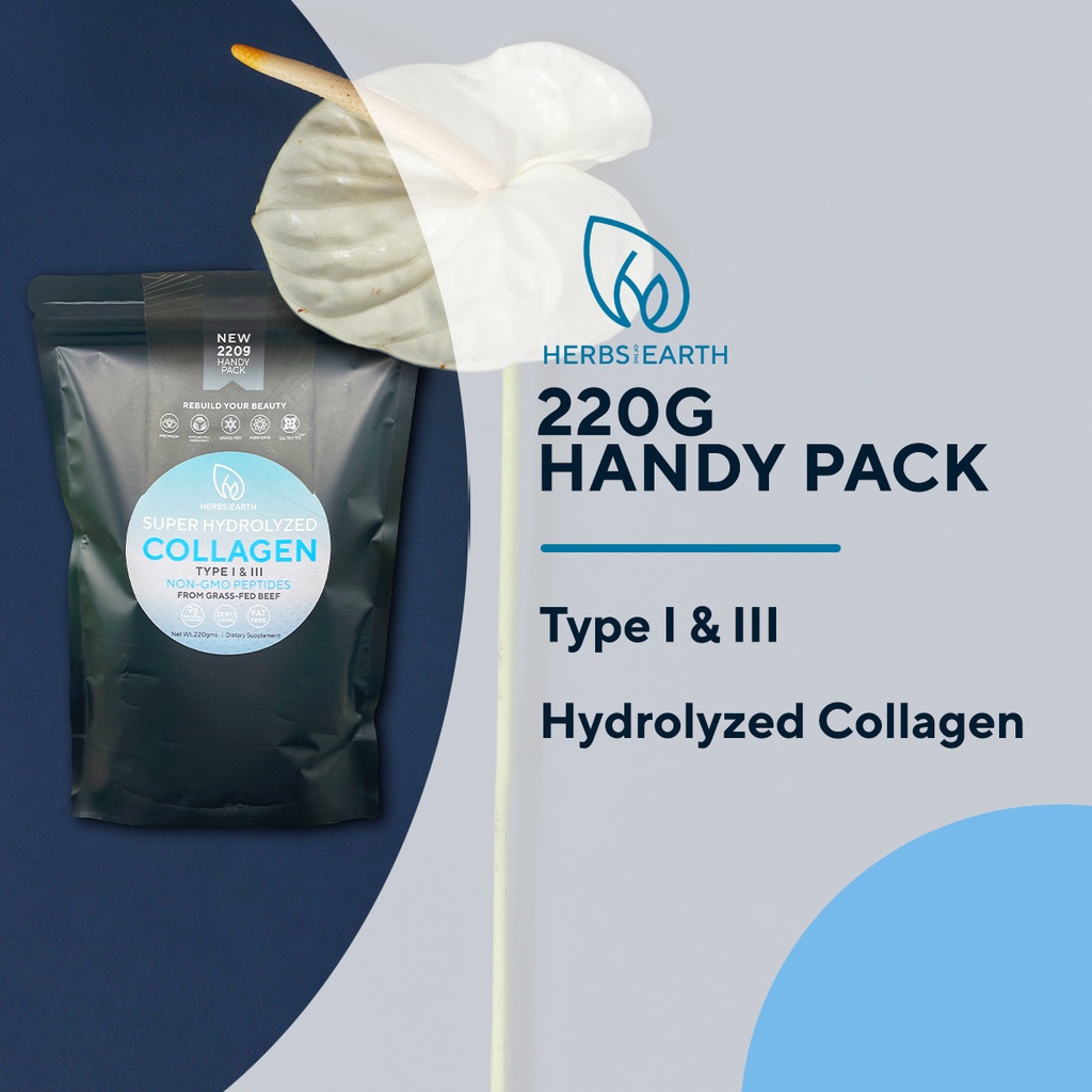 COLLAGEN PEPTIDES POWDER 220g Pouch Type 1 and 3 Unflavored NON-GMO ...