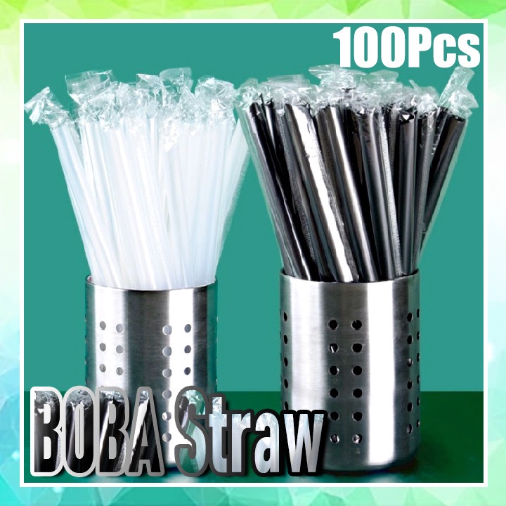 Pointed Tip Boba Straw Individual Wrapped Per Pack For Sago Tapioca ...