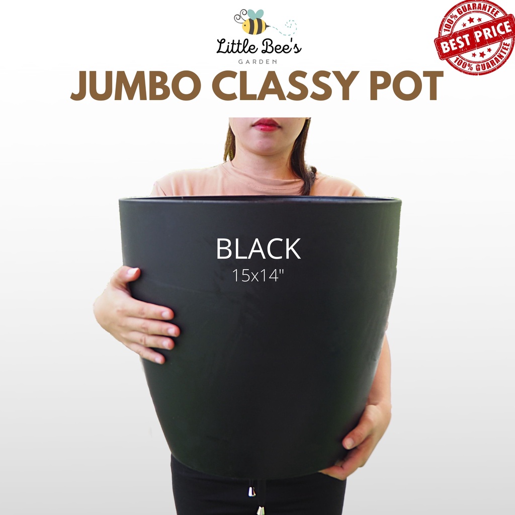 Jumbo Classy Minimalist Yayamanin Black Pot 15x14in | Pearlwave [Little ...