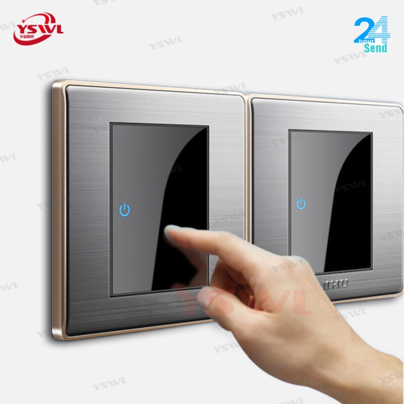 YSVWL Modern Wall Switch light universal socket 15amp With LED brushed ...