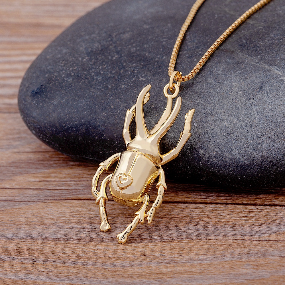 Beetle Insect Pendant Chain Choker Trendy Punk Style Necklace For Men ...