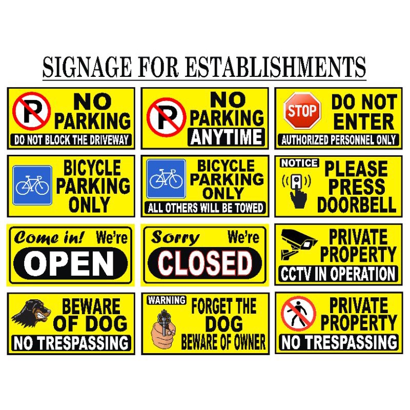 yellow signage 4 by 8 signage wall signage gate signage door signage ...