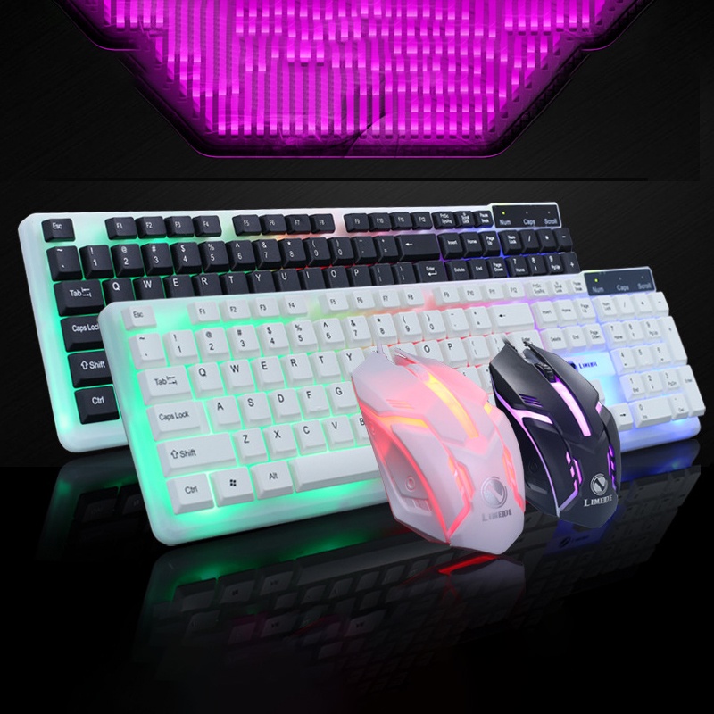 New USB Keyboard Mouse Set Colorful Backlight Game Kit Gaming Keyboard ...