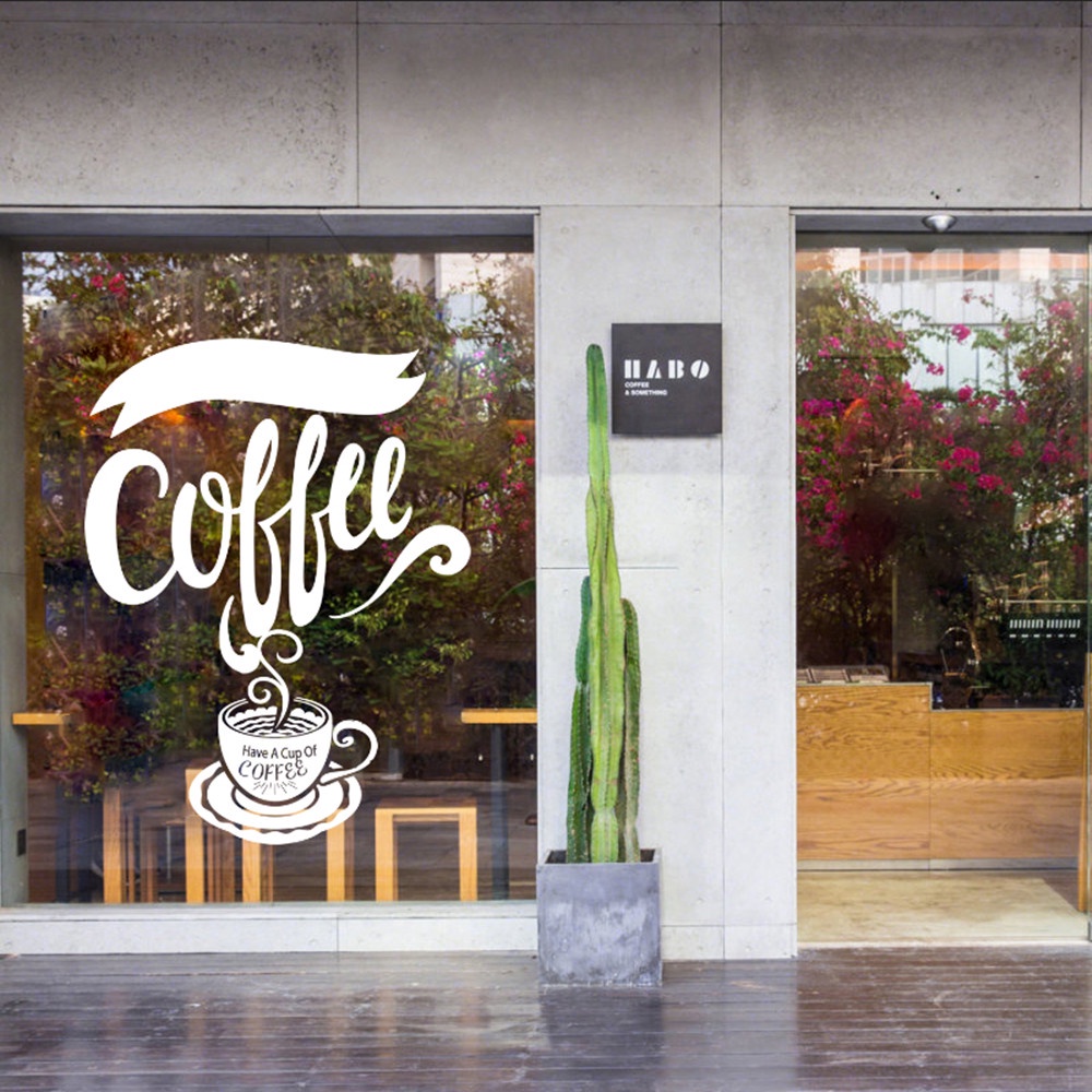 Waterproof Coffee Shop House Sticker Bean Milk tea Decal Cafe Cup ...