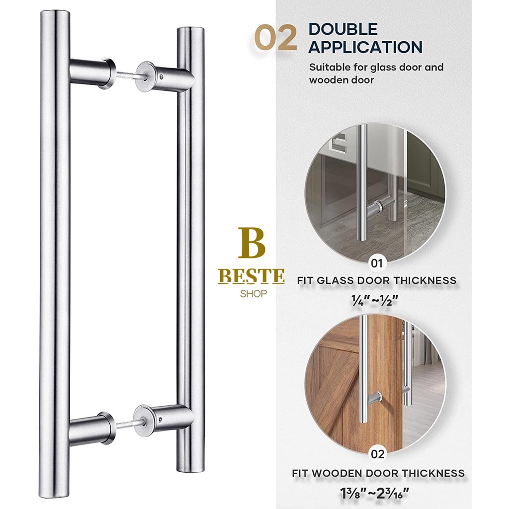 Best Stainless Steel Glass Door Adjustable Handle H Type handle wood ...