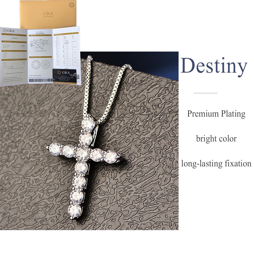 Moissanite Diamond Cross Necklace 925 Silver Christmas Present Necklace ...