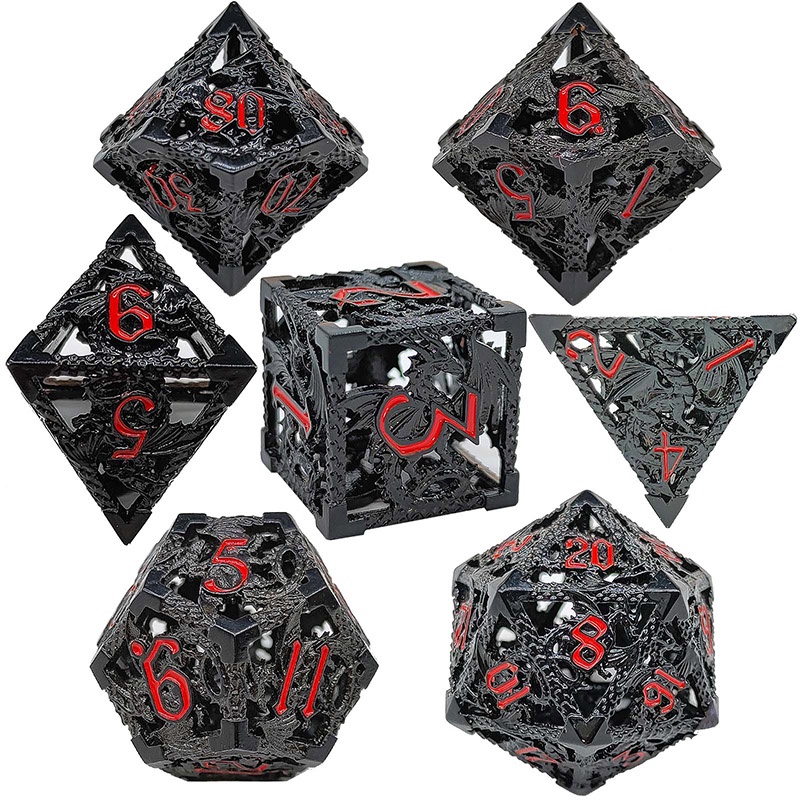 Metal Dice Hollow Set DND Table Board Games D20 Polyhedral D&D MTG RPG ...