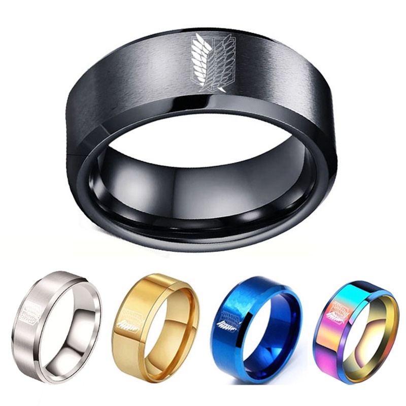 Anime Attack on Titan Ring Wings of Liberty Giant Legion Flag Stainless ...