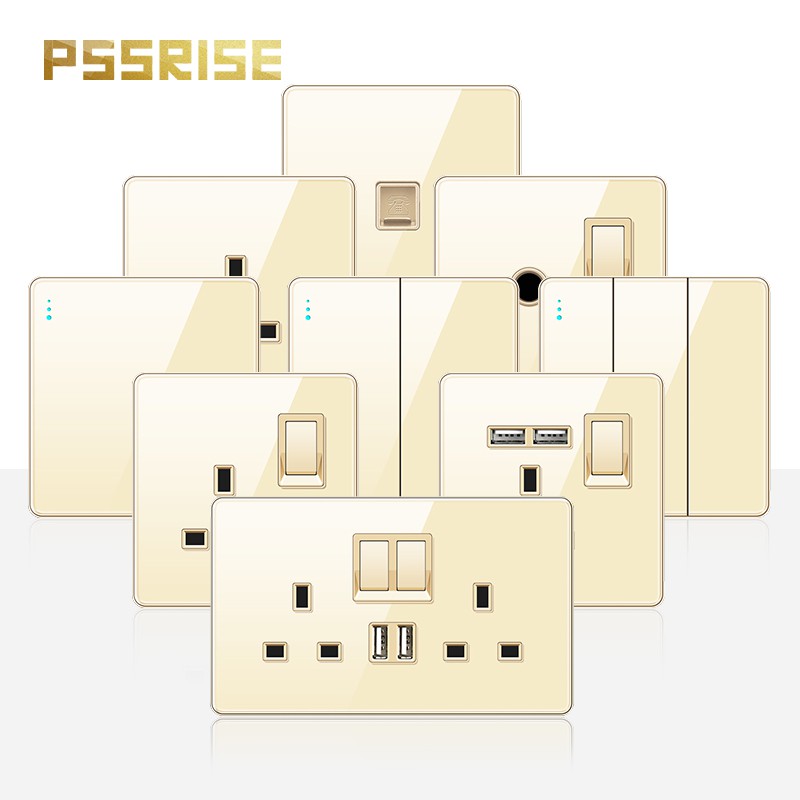 PSSRISE Plug Socket Mirror Large Plate Tempered Glass 13A/Door bell ...