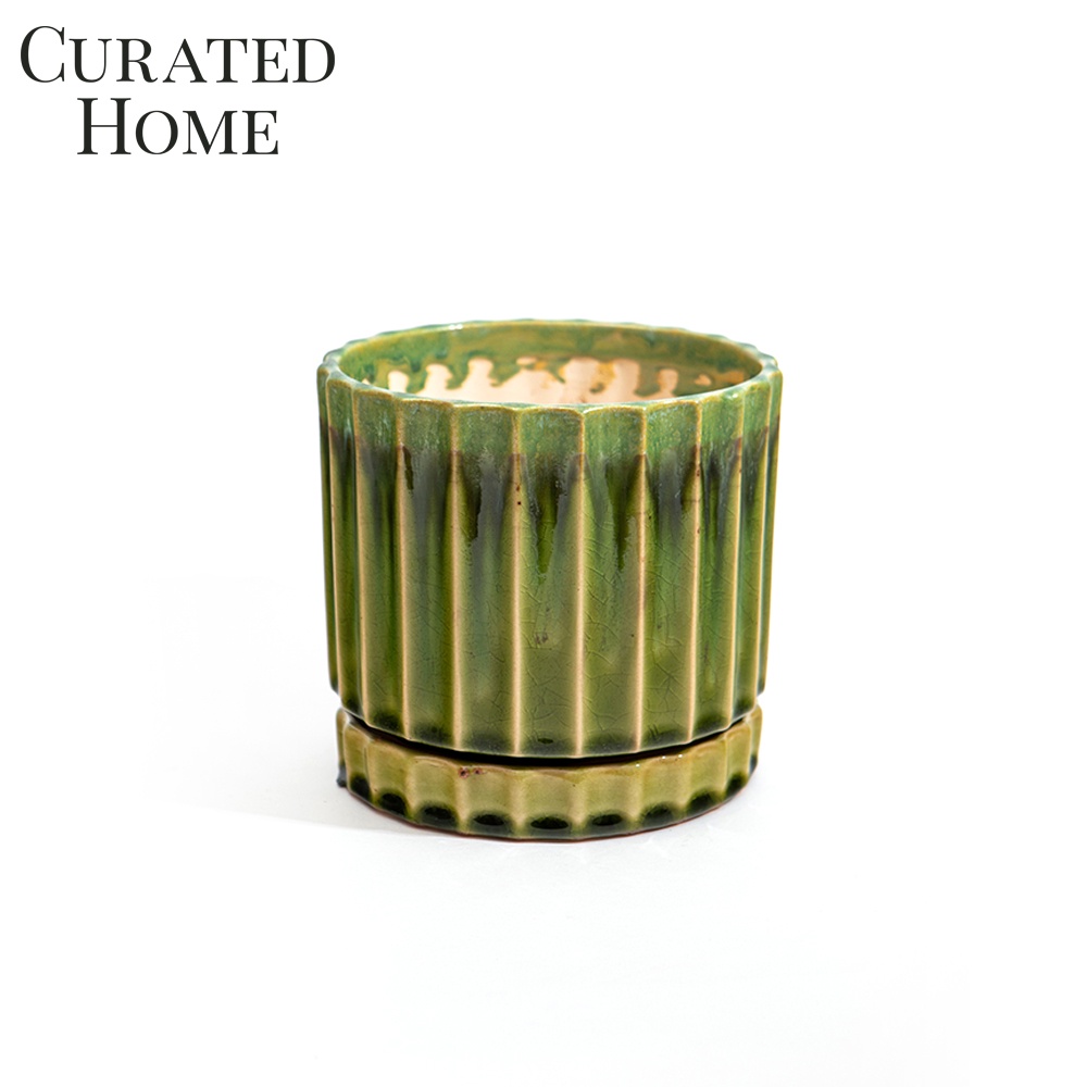 (Delisted) - Curated Home Ceramic Planter Vase (Green) - 15.5x14cm ...