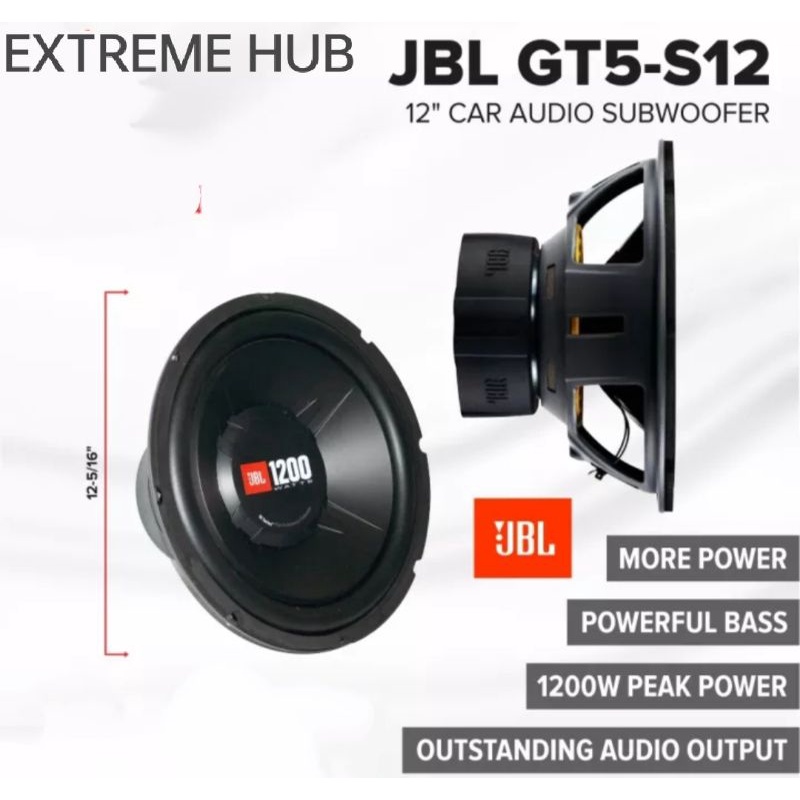 JBL GT5-S12 12" CAR AUDIO SUBWOOFER SPEAKER 1200 PEAK 300 RMS 4 OHMS ...