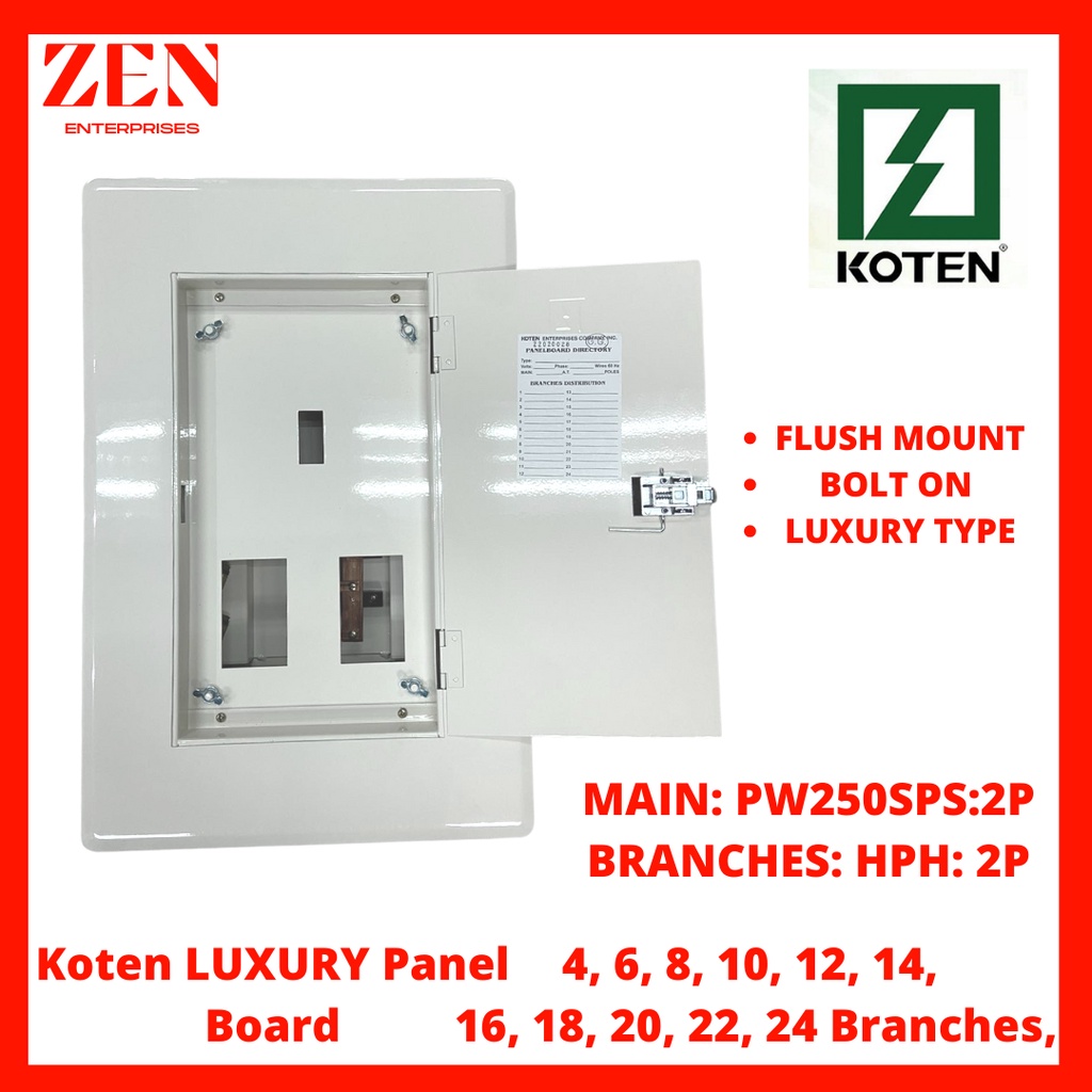 Koten Luxury Panel Board TQD Industrial Main 2 pole & Bolt On Branches ...