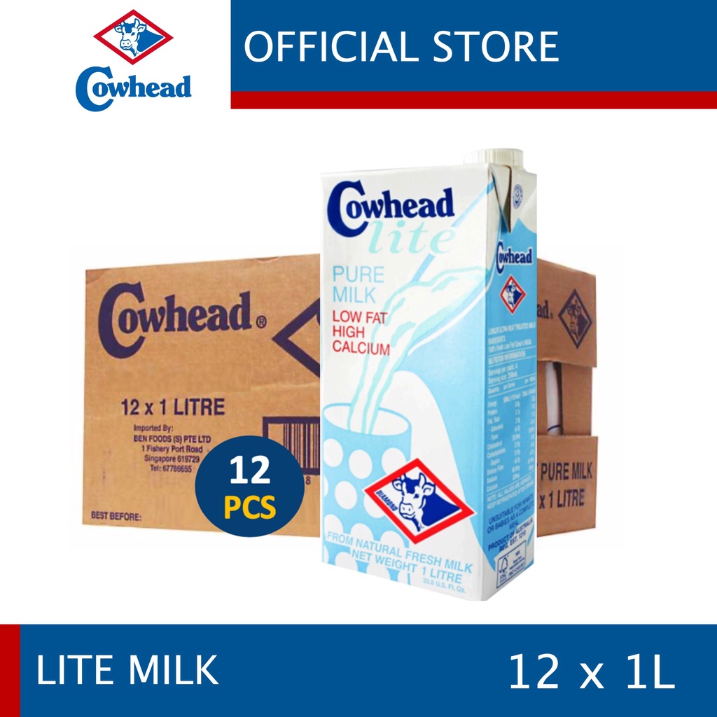 Cowhead Lite UHT Pure Milk 12 x 1L | Shopee Philippines