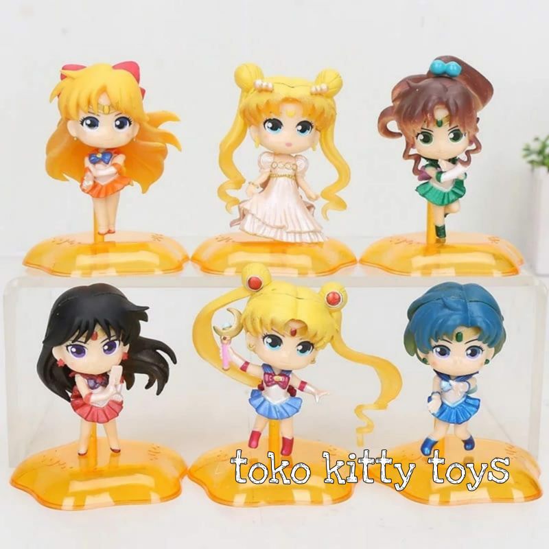 Sailor MOON FIGURE SET Of 6 Toys SAILORMOON CAKE TOPPER Decoration ...