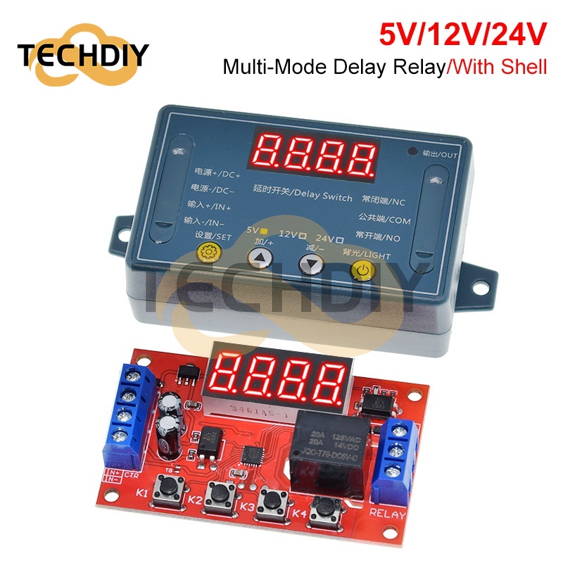 DC 5V 12V 24V 10A Adjustable Time Delay Relay Module 32 Modes LED Digital Timming Trigger Timer ...