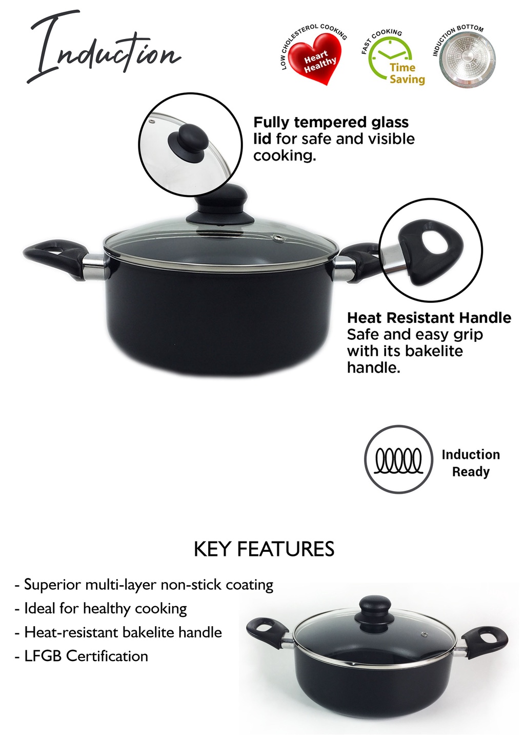Dynamex 20cm Induction Casserole w/ Lid | Shopee Philippines