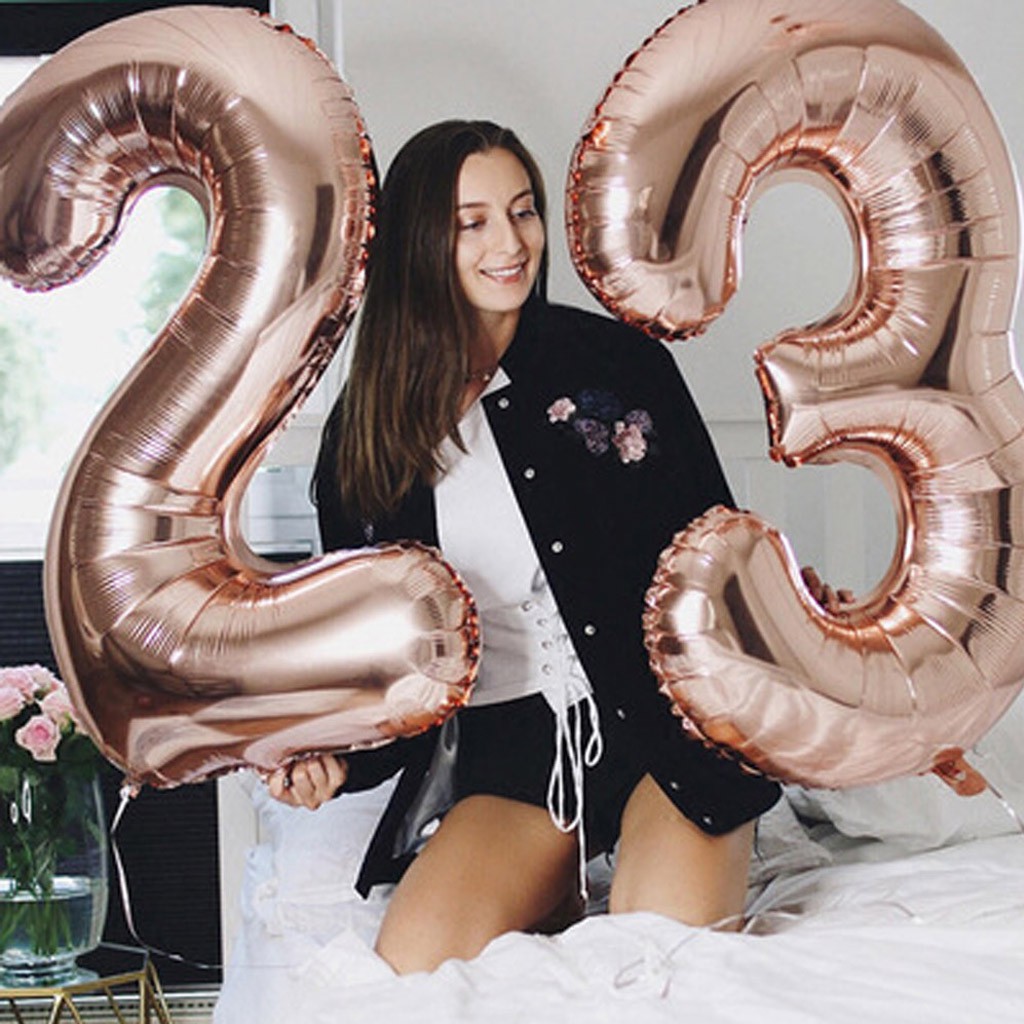 Big Rose Gold Number Letter Foil Helium Baloon Figures Birthday Party ...