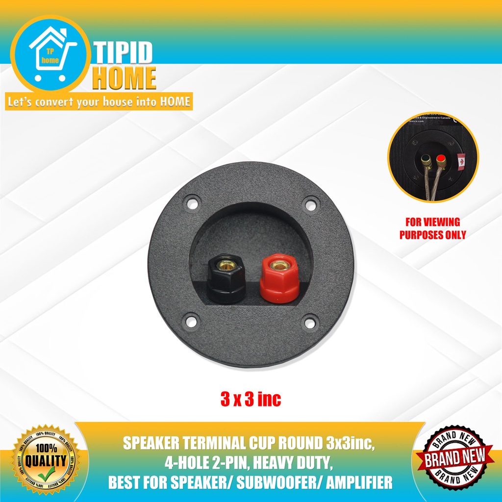 SPEAKER TERMINAL CUP ROUND 3x3inc, 4-HOLE 2-PIN, HEAVY DUTY, BEST FOR ...