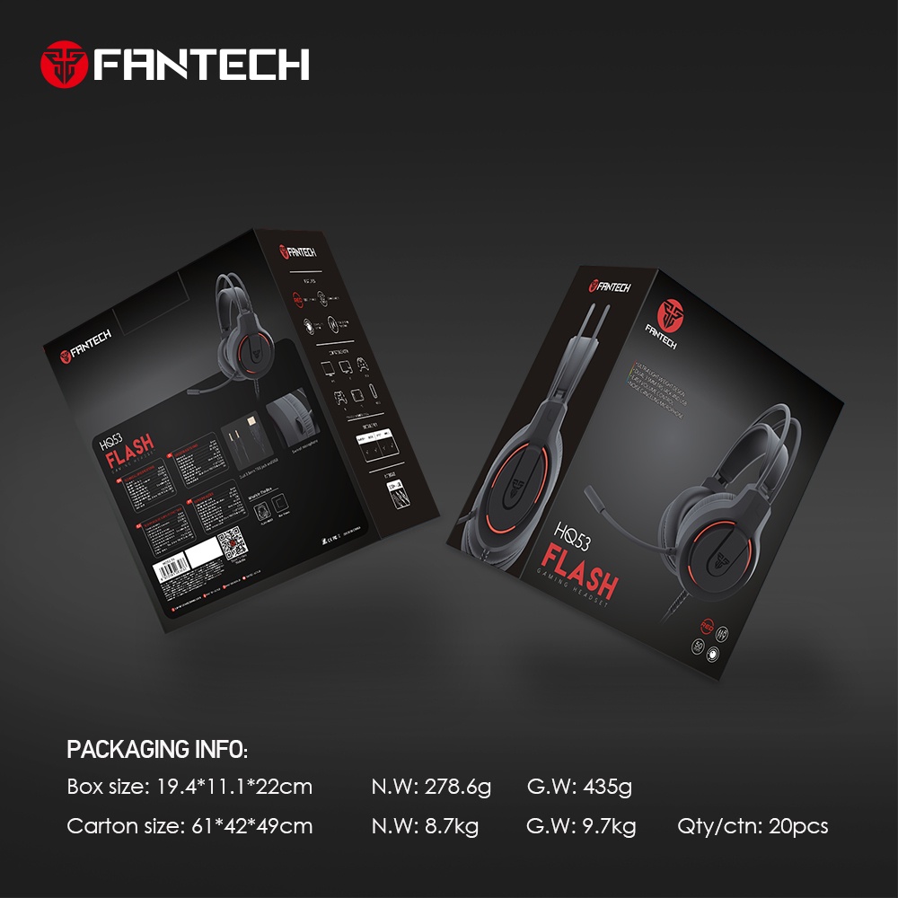 Fantech HQ53 FLASH Adjustable Headband Gaming Headset Headphones with Noise Cancelling ...