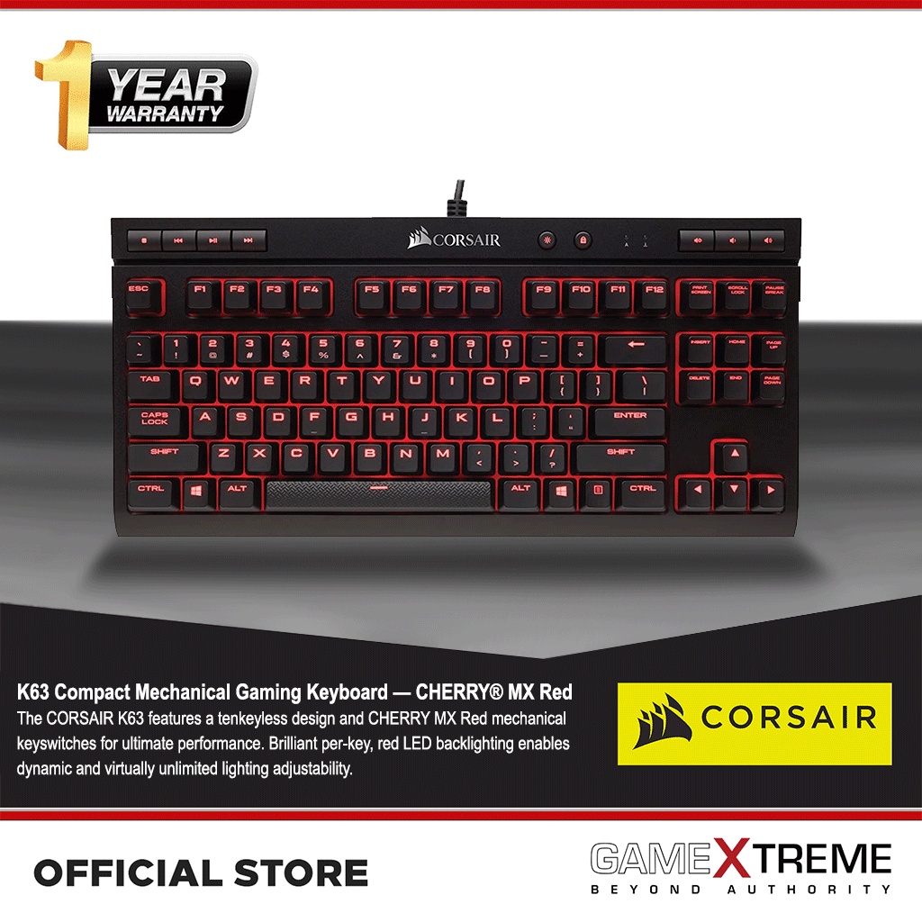 Corsair K63 Wired Mechanical Keyboard [Cherry MX Red] | Shopee Philippines