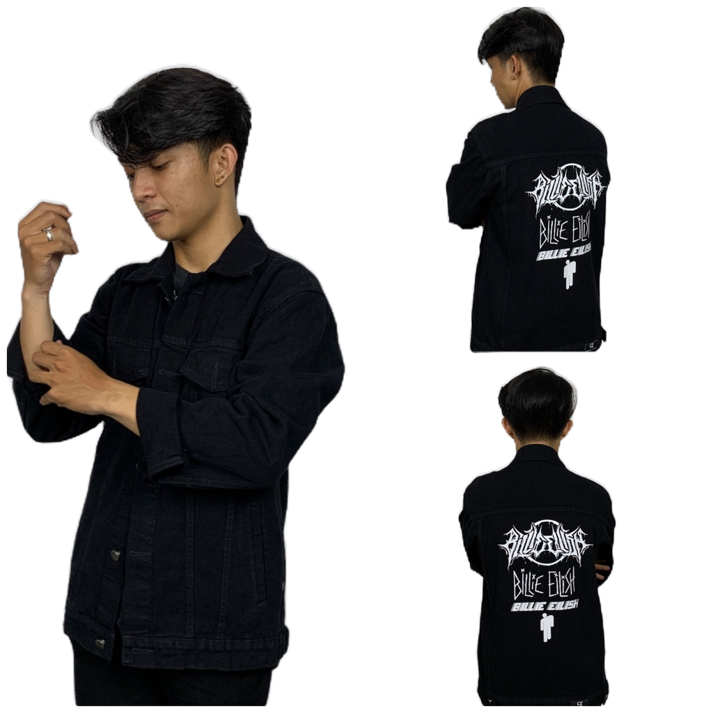 HITAM Men's jeans Jacket - premium Back Screen Printing denim - billie ...