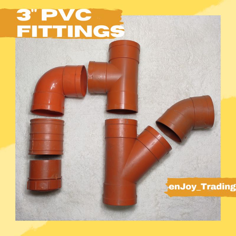 PVC Fittings Orange 3" Coupling Elbow 90 degrees 45 degrees Tee Wye ...