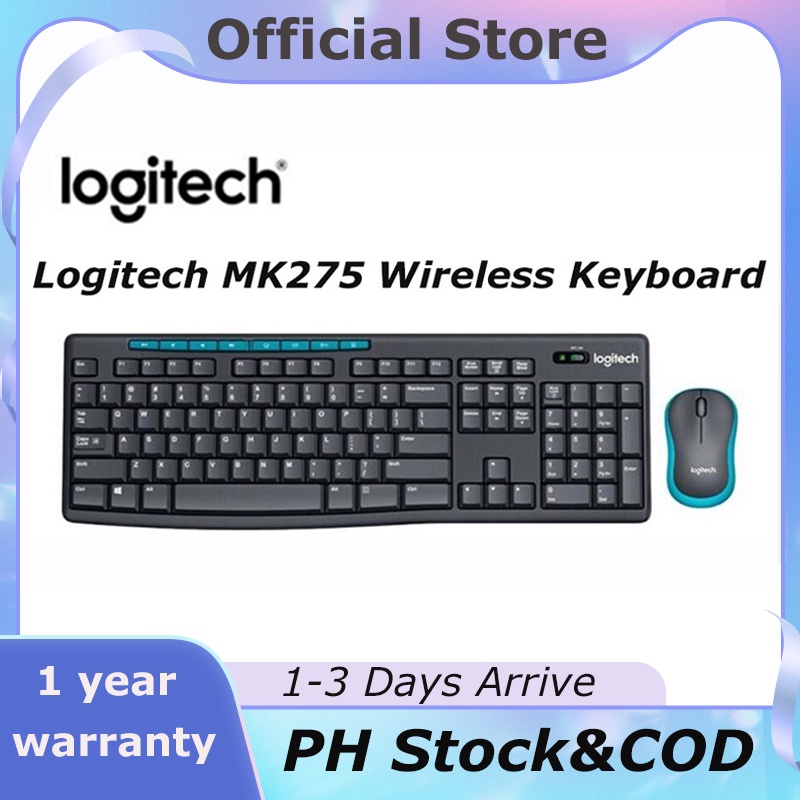 100 Original Logitech Mk275 Usb Wireless Keyboard 1000 Dpi Optical Ergonomic Mouse Combos Set