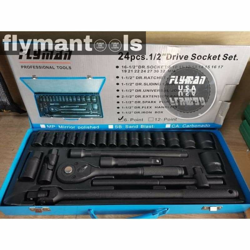 24PCS 1/2 DRIVE SOCKET SET 6POINT and flower type FLYMAN USA | Shopee ...