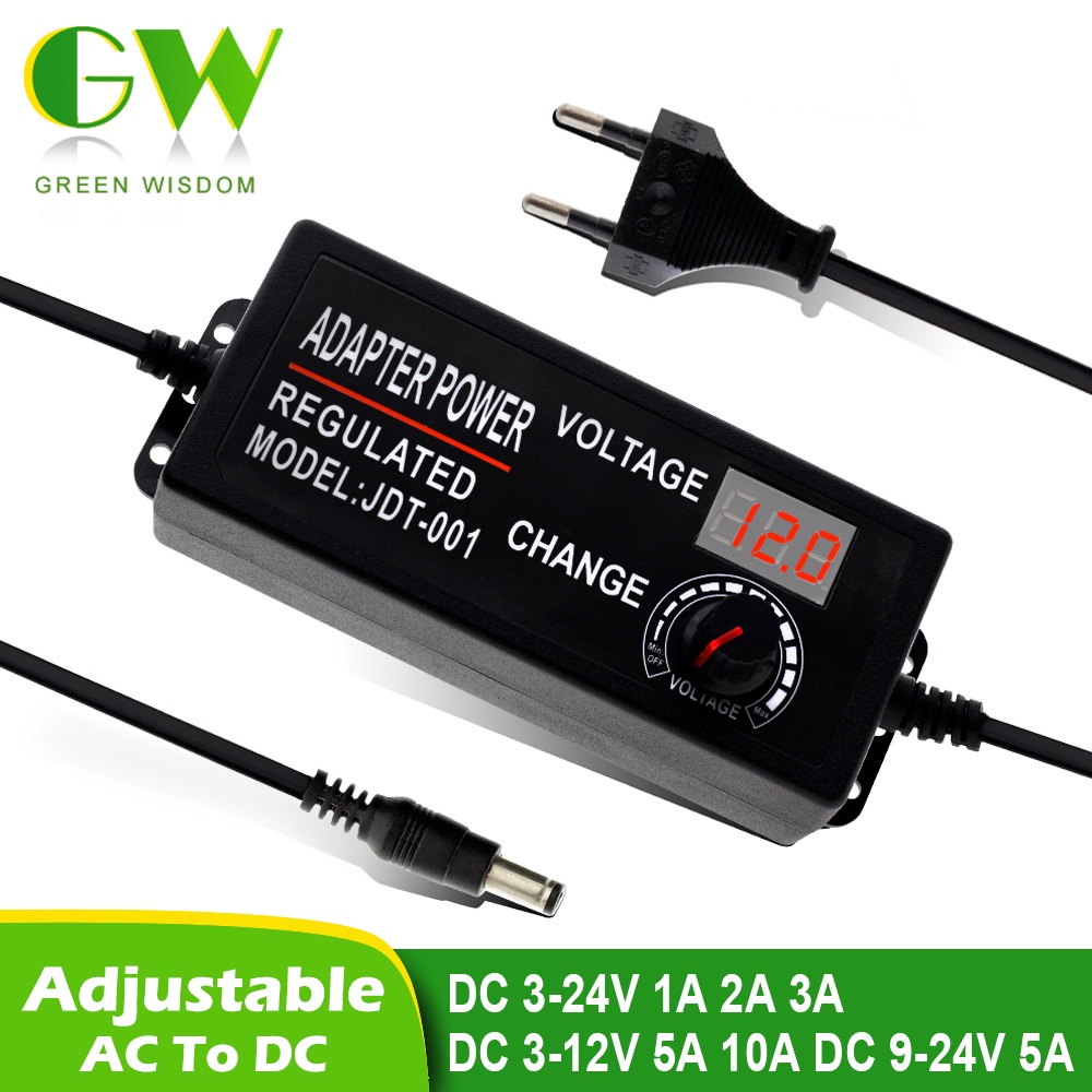Adjustable Voltage LED Power Supply Adapter AC100-240V to DC3-24V ...