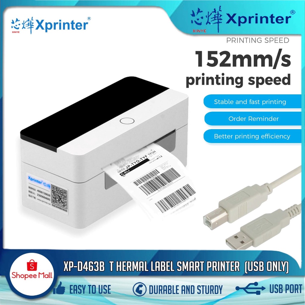Xprinter XP-D463B Thermal Label Printer (USB ONLY) | Shopee Philippines