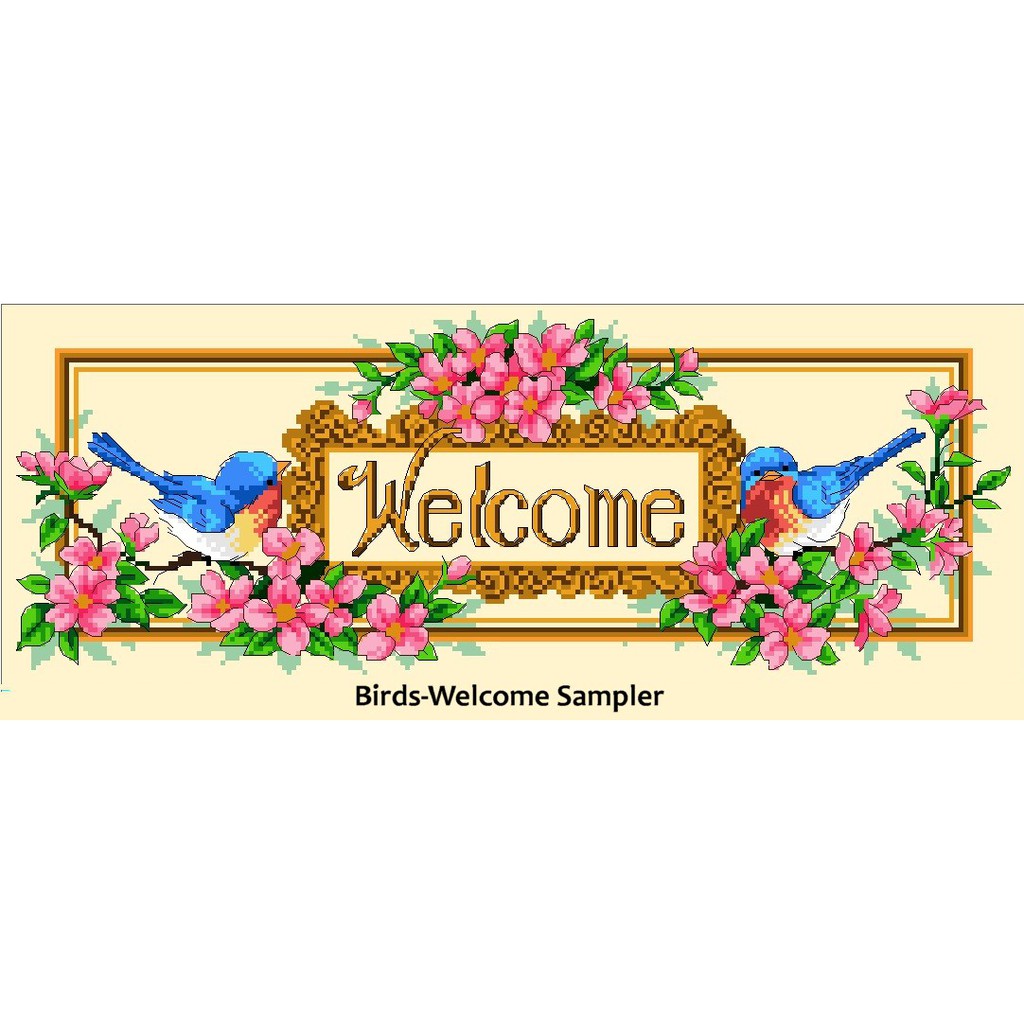 Cross Stitch PATTERN Print only -Birds-Welcome Sampler Design | Shopee ...