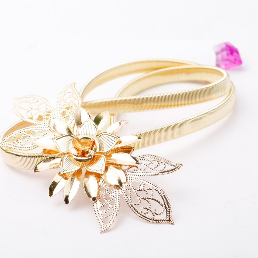 New Fashion Women Lady Gold Metal Chain Belt Flower Embellis | Shopee ...