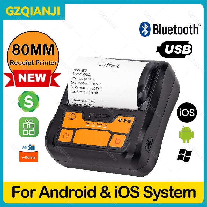 Bluetooth Thermal Printer 80mm POS Receipt Printer Portable Wireless ...