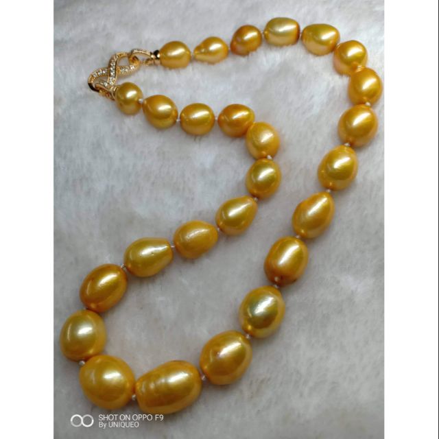 GOLDEN YELLOW BAROQUE PEARL NECKLACE PALAWAN PEARLS | Shopee Philippines