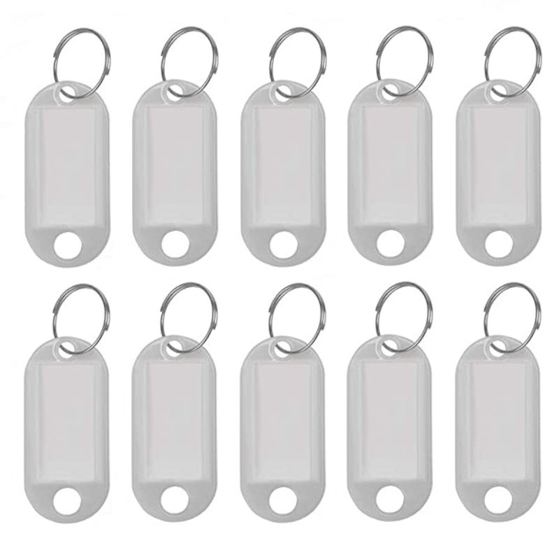 50pcs Colorful Plastic Keychain Key Tags Label Numbered Name Baggage ...