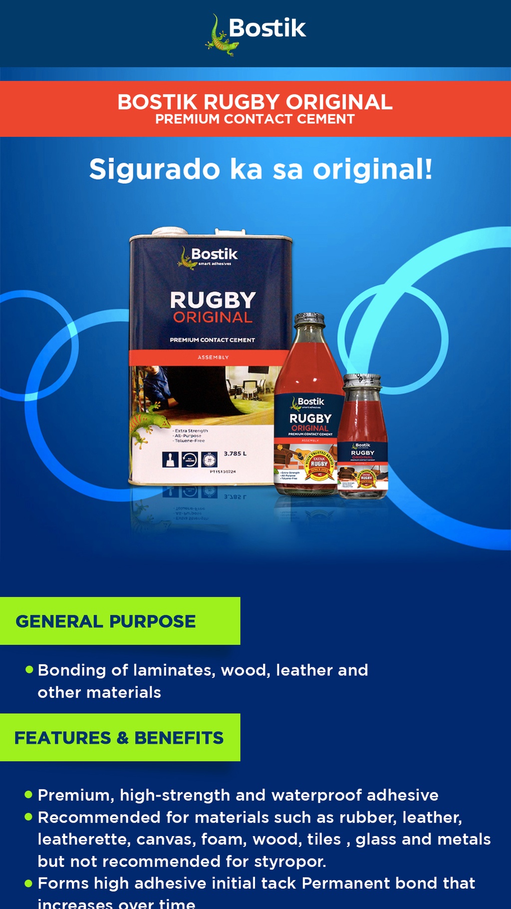 Bostik Rugby Original 4L - Bonding of rubber, leather, rubber foam ...