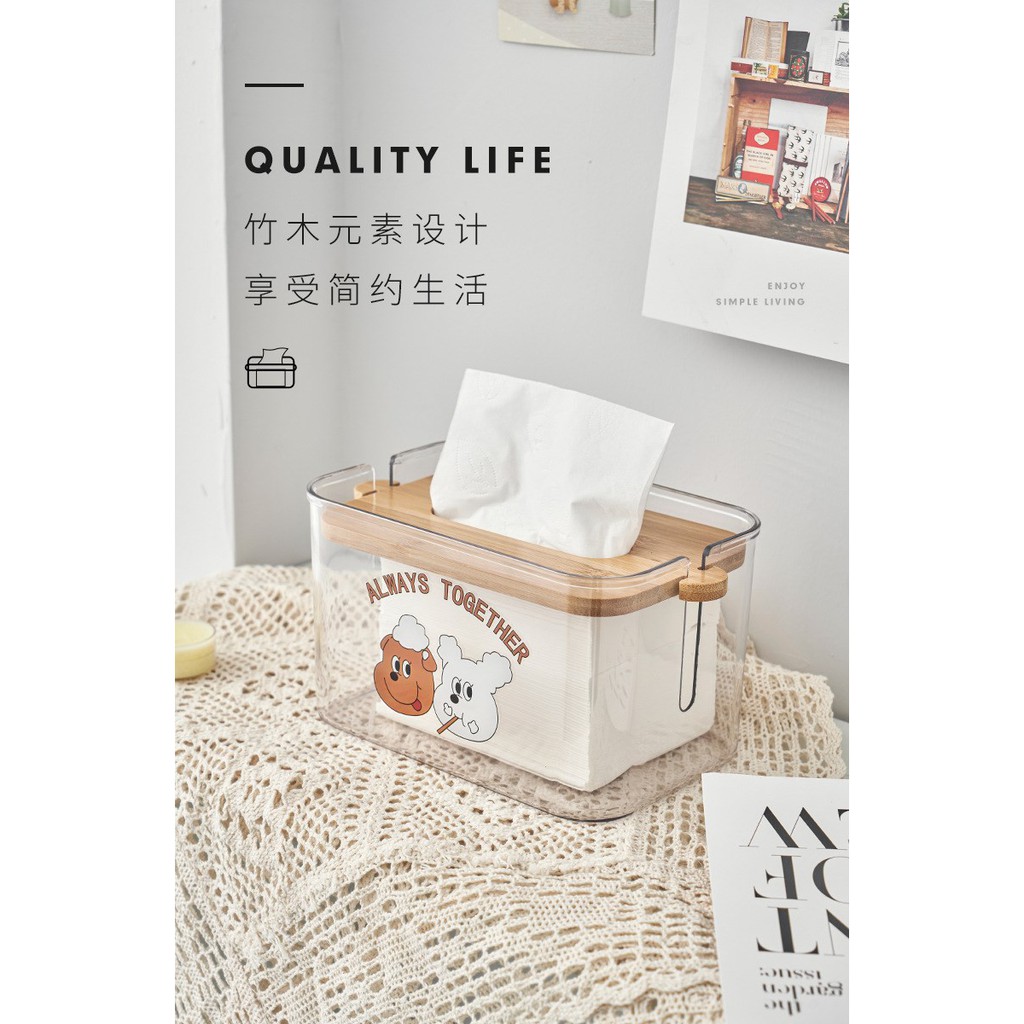 Lifting Transparent Tissue Box Wooden Lid Lift Up And Down According To ...