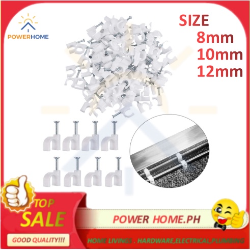 (PER PACK) --100pcs PVC Cable Clip / PVC Clamp Round and Flat 8mm /10mm ...