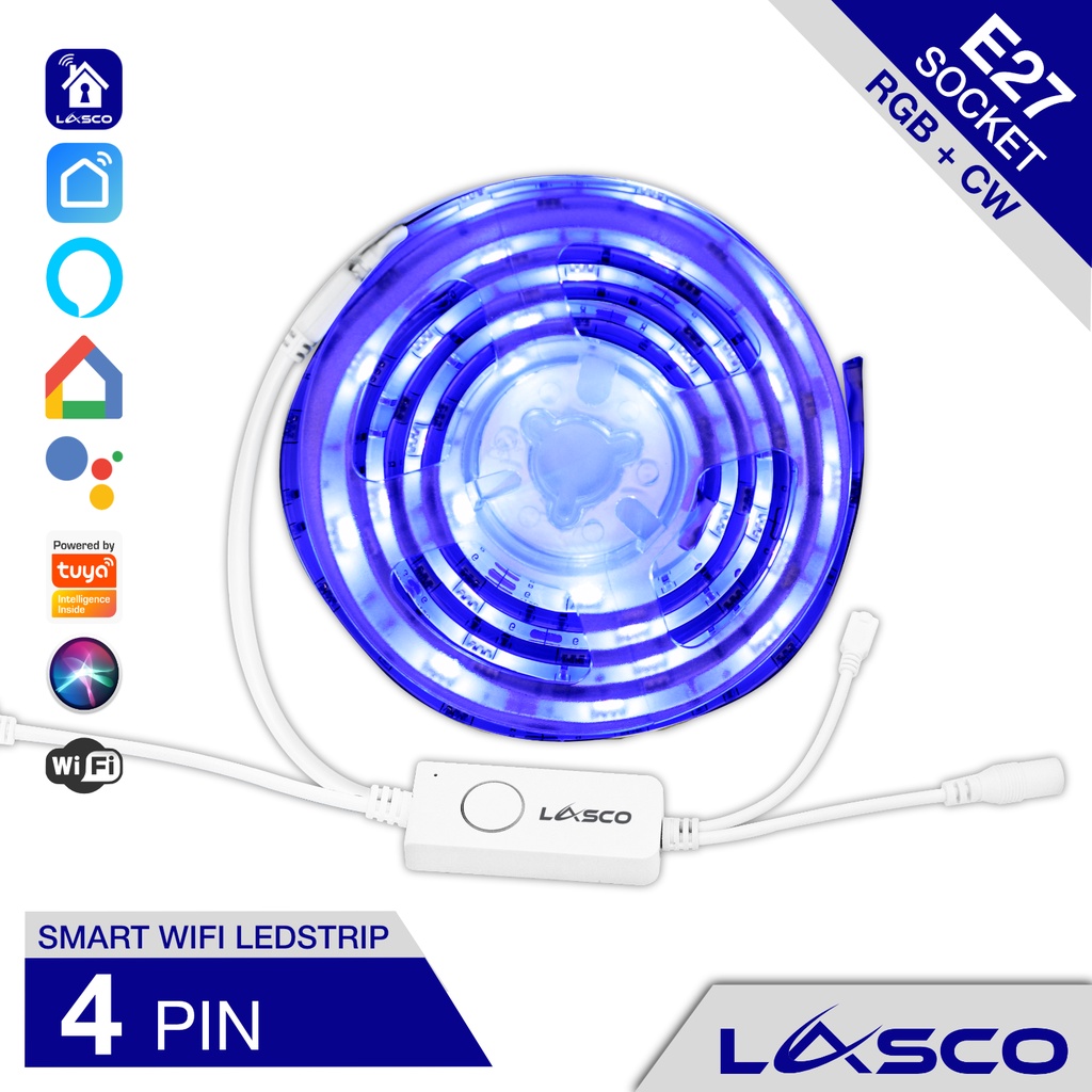 LASCO 4 PIN SMART WIFI LED Strip Light Dual Output with remote 2 Meters ...